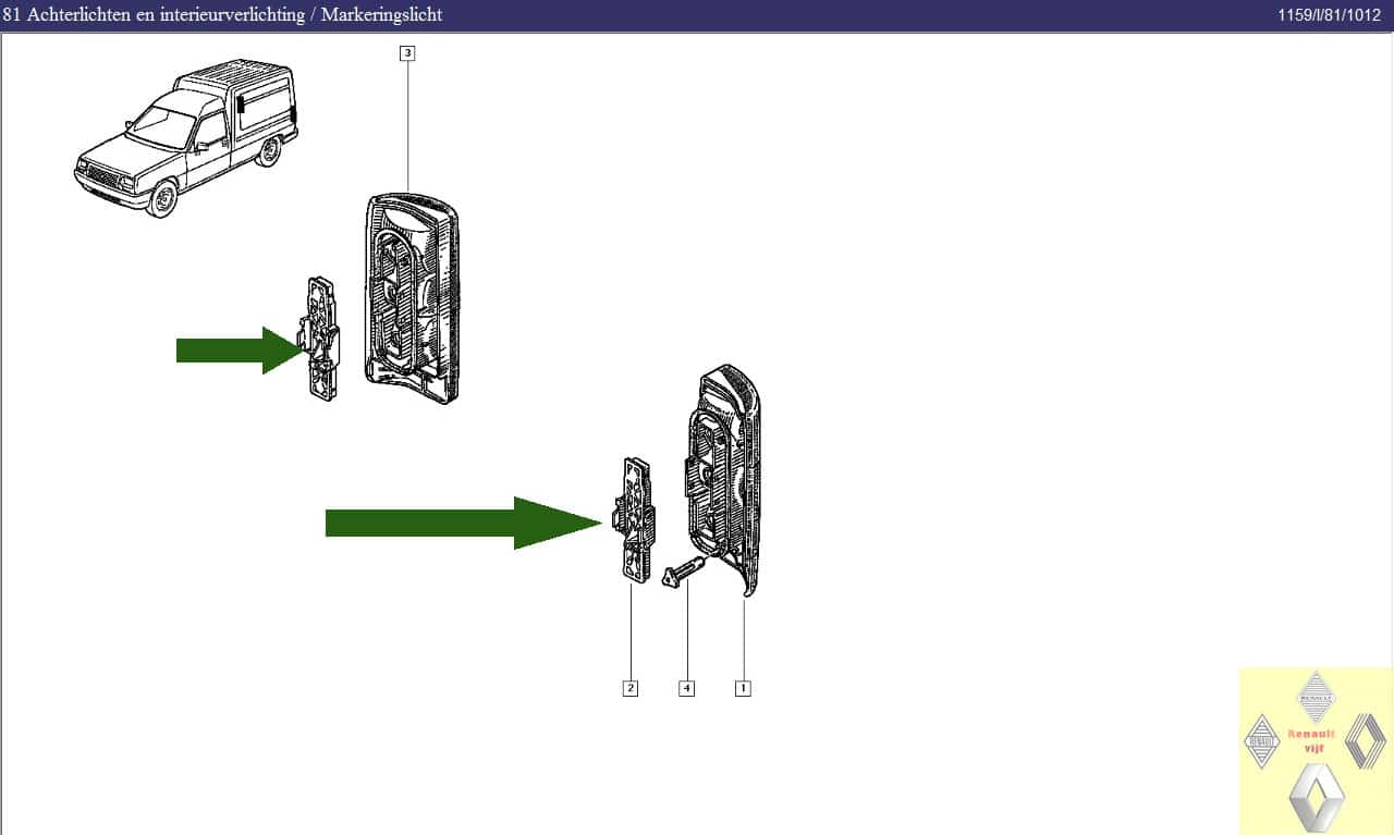 Fitting achterlicht links of rechts Renault Express. - Visch Parts ...