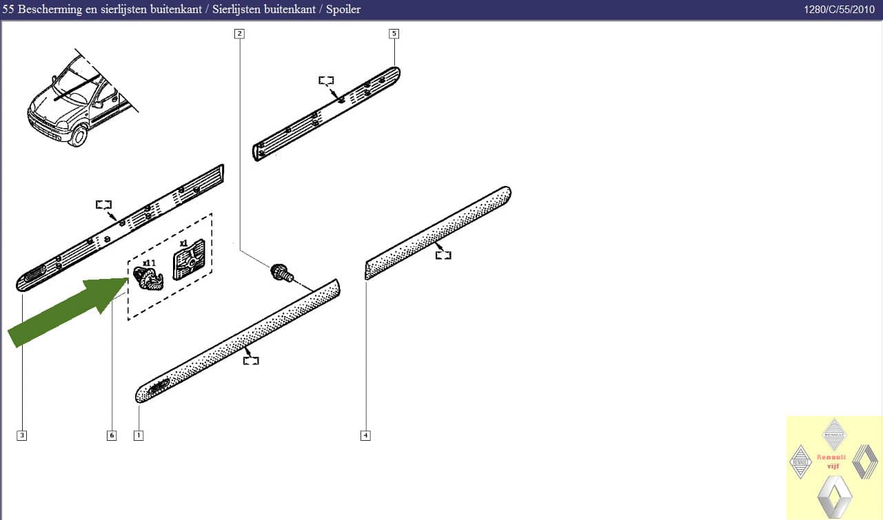 Bevestigingsklem sierlijst Renault Kangoo of Trafic II. - Visch Parts ...