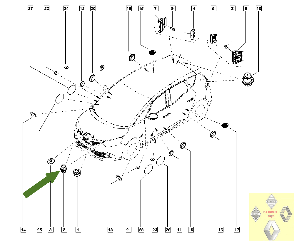 Rubber stop motorkap Renault Clio IV of Trafic II. - Visch Parts ...